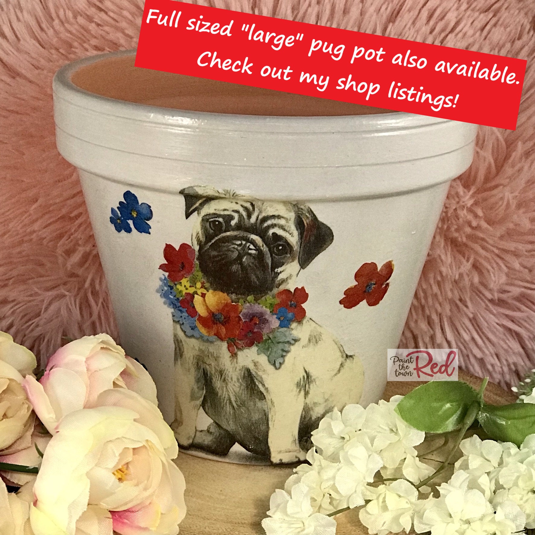 Pug Plant Pot and Saucer Pug Gifts Terracotta Plant Pot - Etsy UK