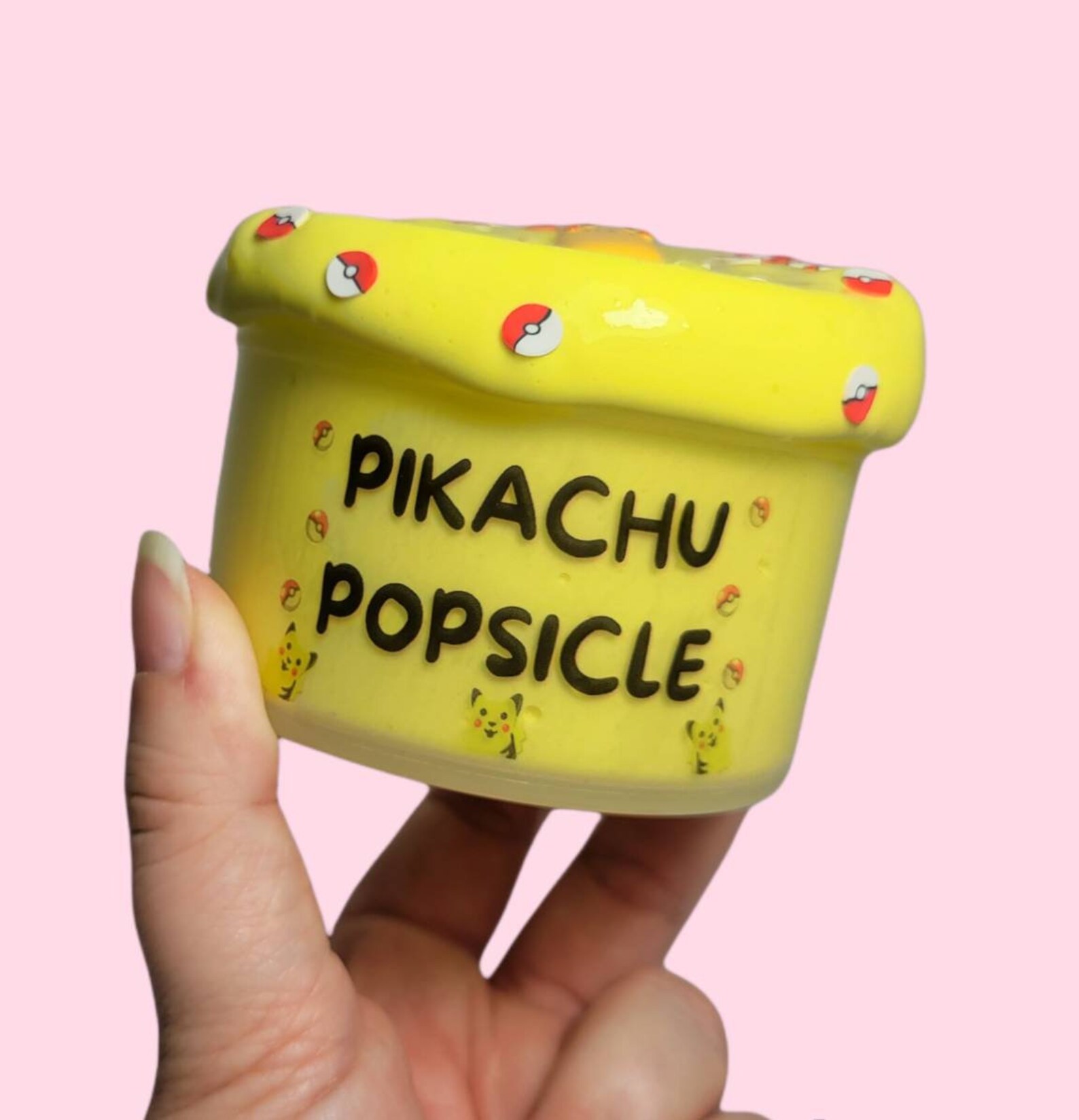 Pikachu Popsicle Thick and Glossy Slime 6oz Lemon Scented Soft Stretchy ...