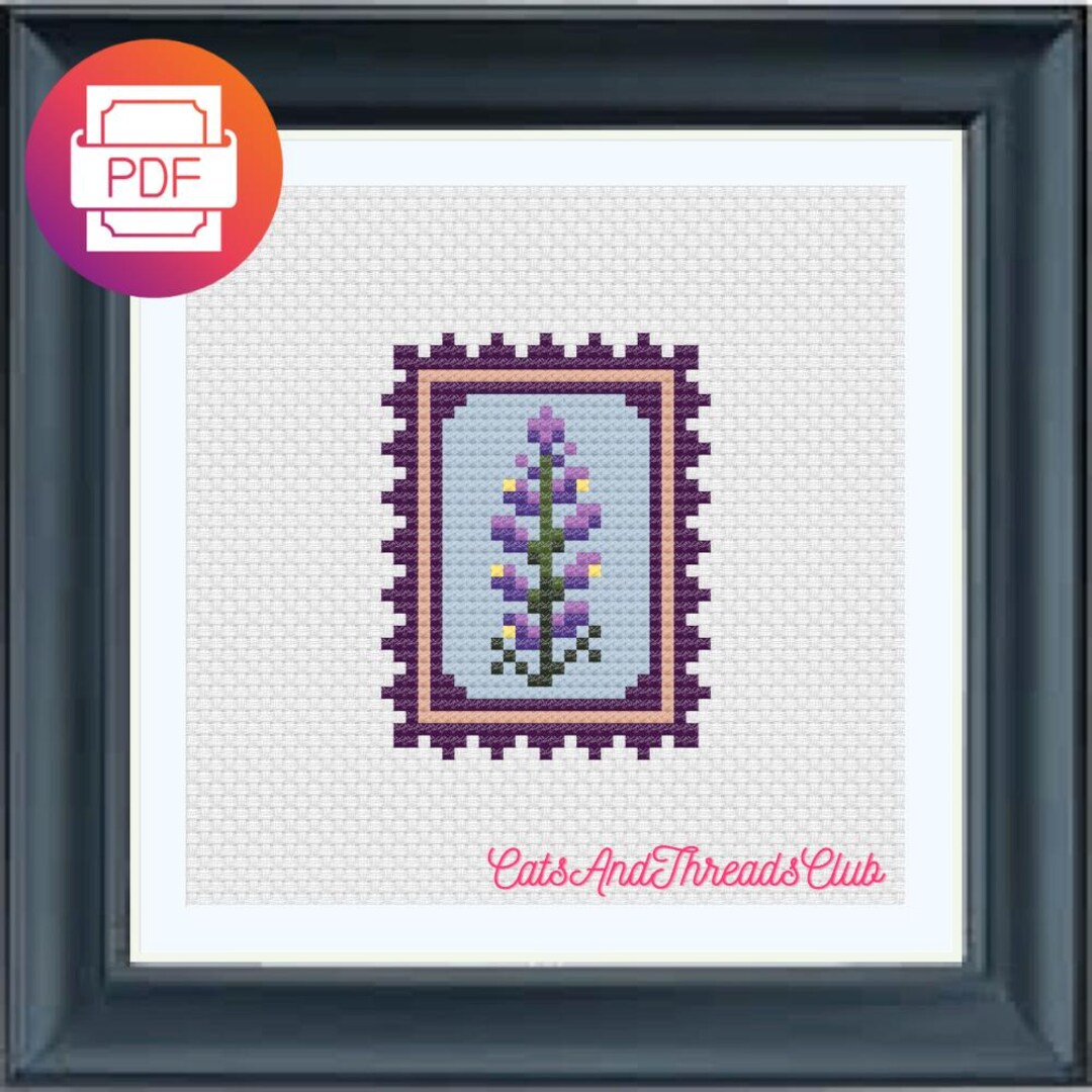 July Birth Flower Larkspur Cross Stitch Pattern, Beginner Embroidery ...