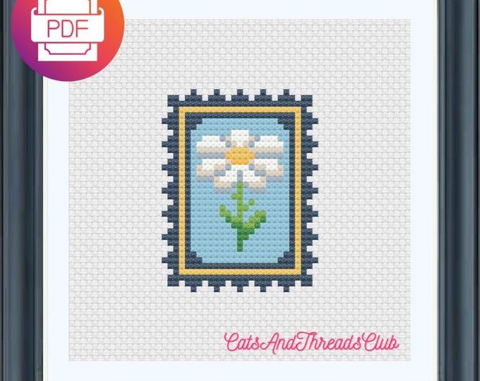 Art Deco Daisy April Birth Flower Cross Stitch Pattern - Etsy Canada