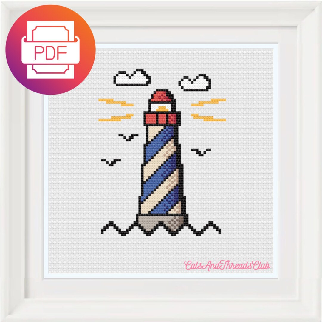 Lighthouse Cross Stitch Pattern Instant Download PDF Cute Simple Cross ...