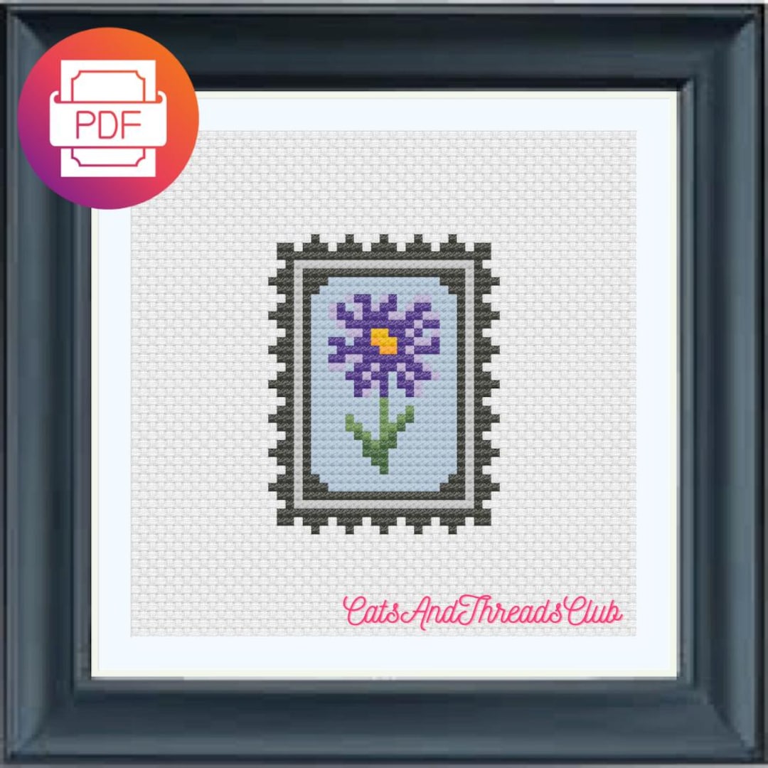 September Birth Flower Aster Cross Stitch Pattern Mini Instant Download ...