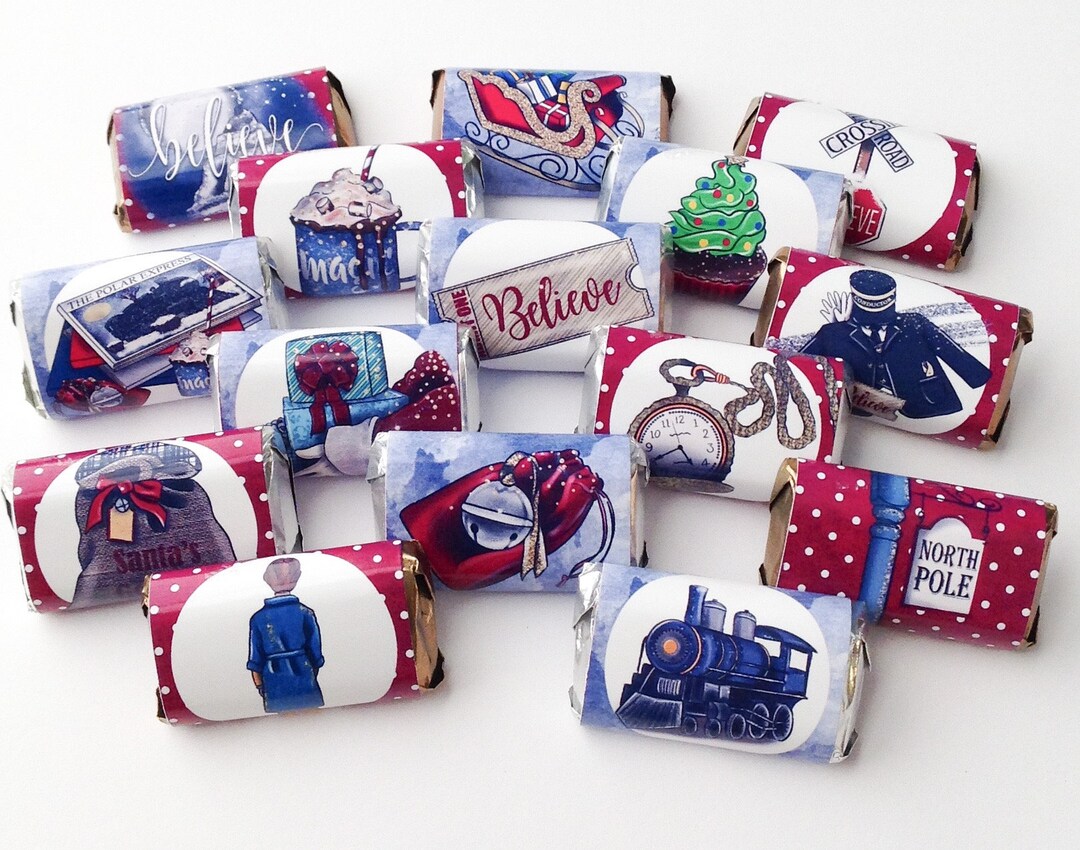 50 Christmas Mini Candy Bar Wrappers for Party Favors Small Gifts - Etsy