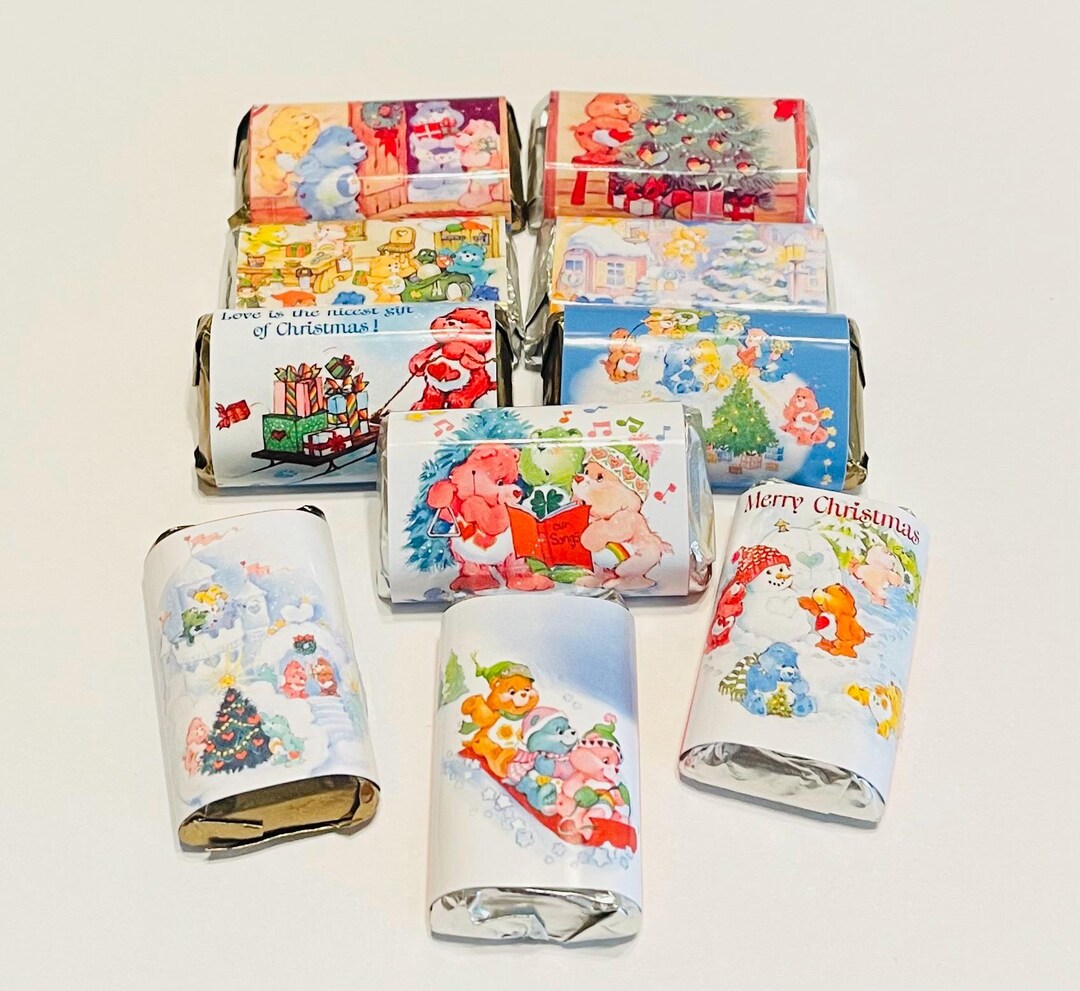50 Personalized Care Bears Christmas Mini Candy Bar Wrappers for Party ...