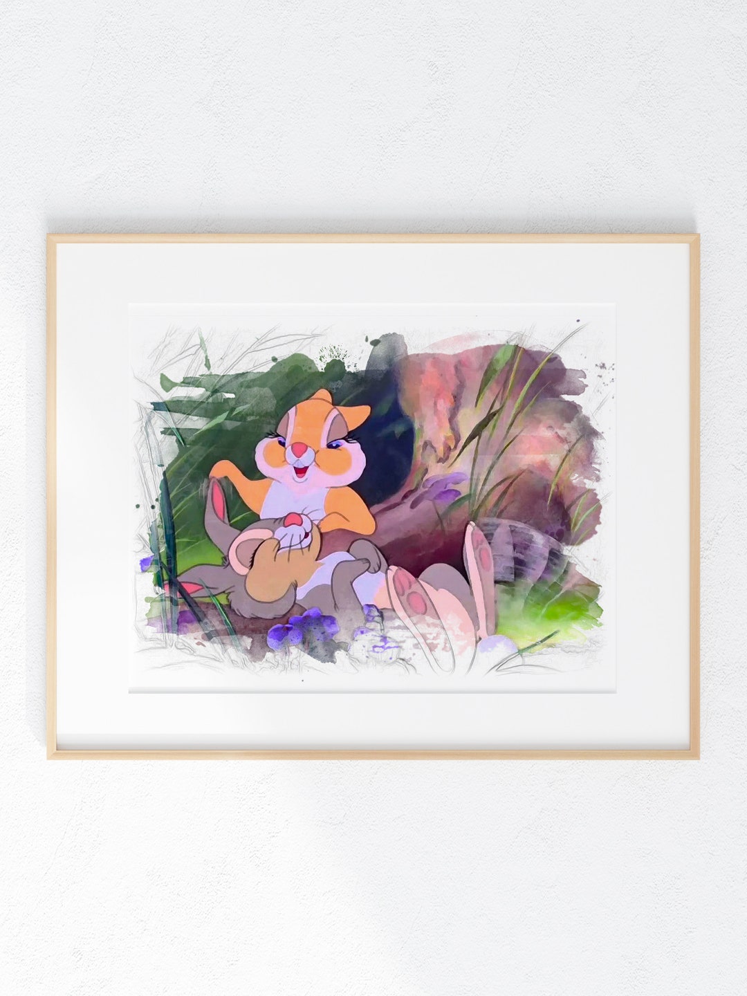 Thumper and Miss Bunny Watercolor Wall Print 8 X 10 Unframed Home Decor ...