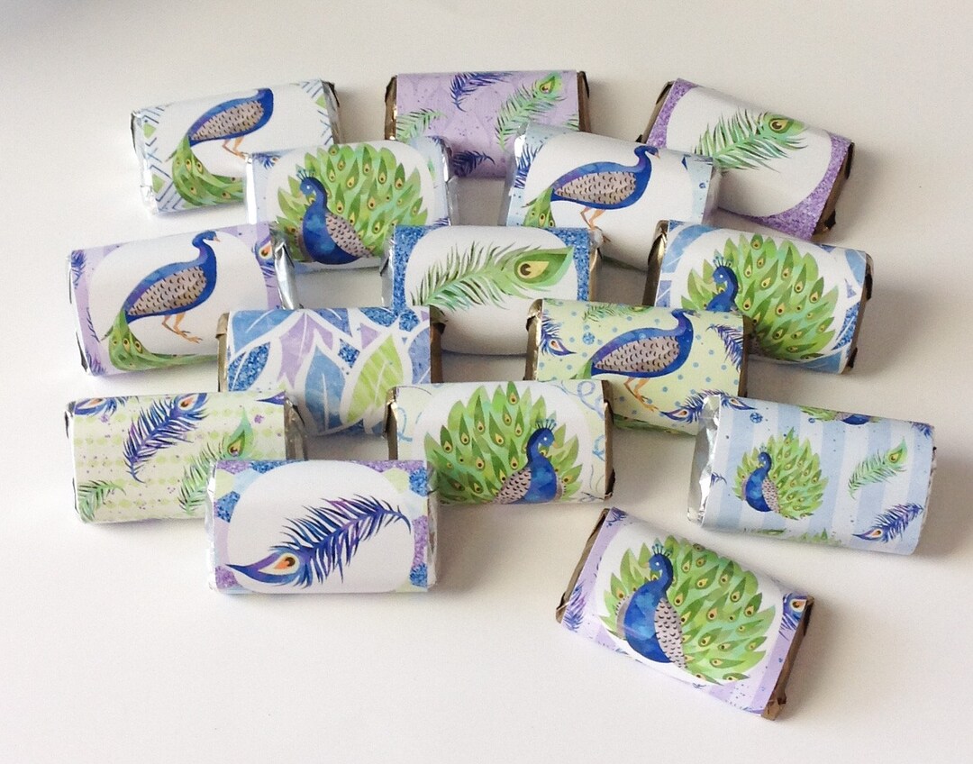 Peacock 50 Mini Candy Bar Wrappers for Party Favors Small Gifts - Etsy