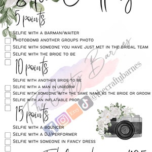 Personalised Selfie Challenge Cards, Hen Party Cards, Printed Cards ...