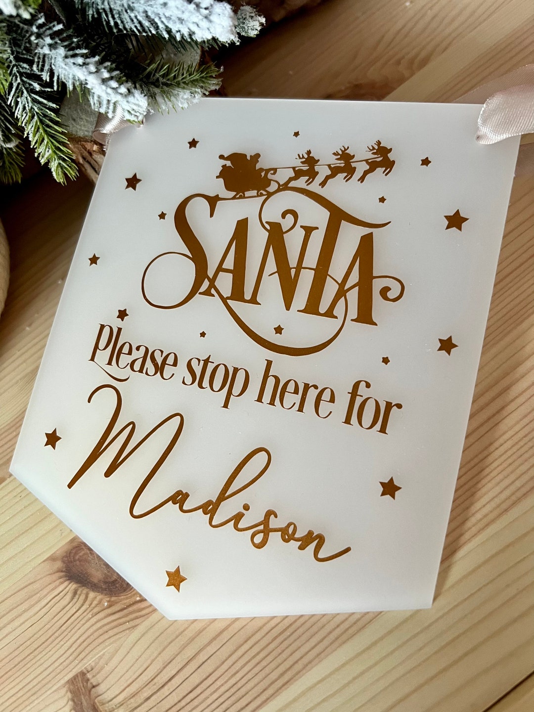 Santa Please Stop Here Sign, Childrens Sign, Father Christmas, Door ...