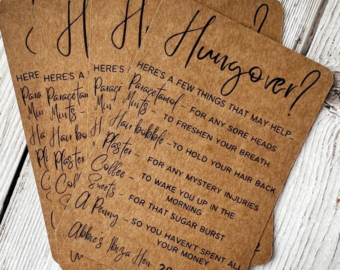 Hangover Recovery Kit Cards, Hungover Bag Cards, Printed Cards, Digital ...