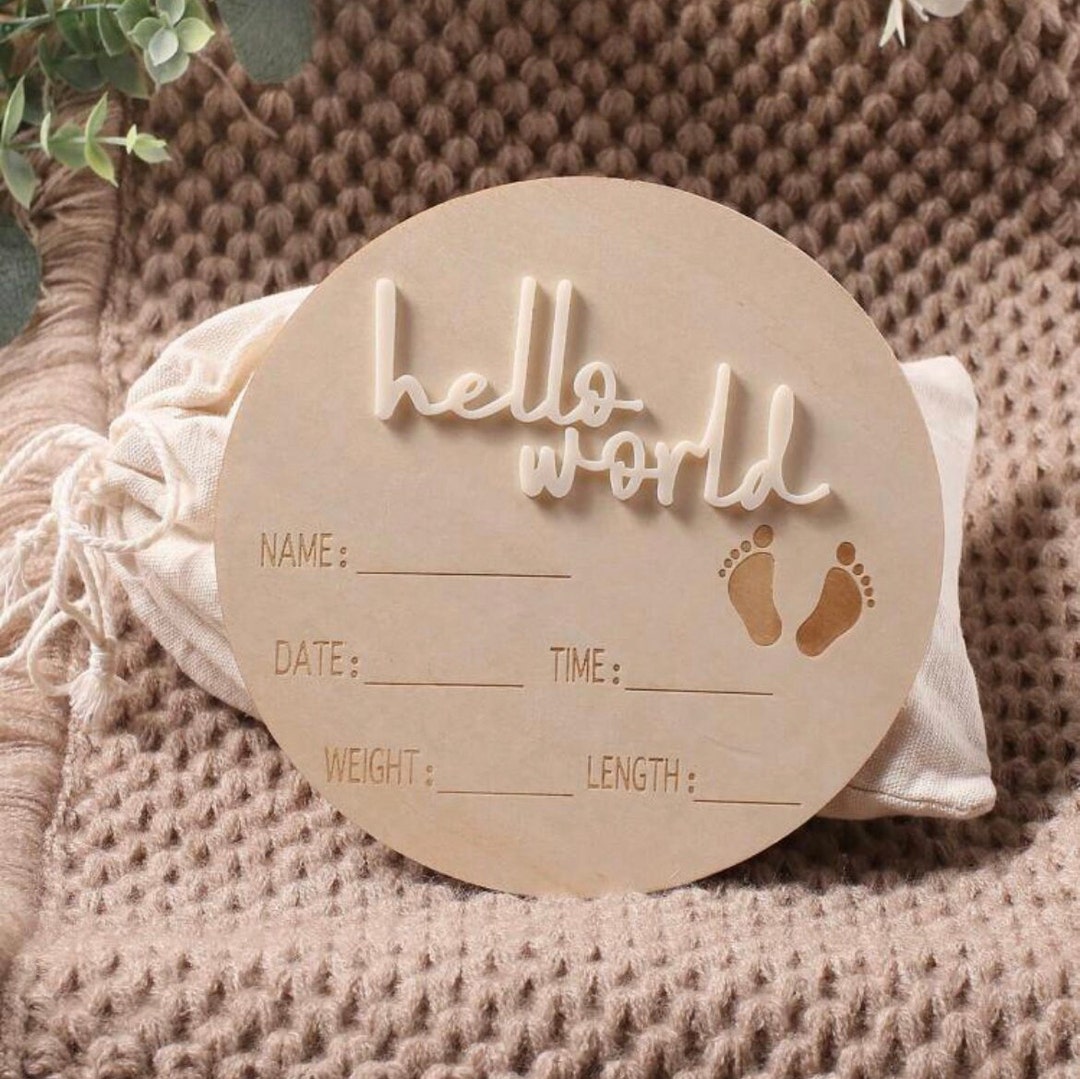 Baby Announcement Sign, Wooden Announcement, New Baby, Baby Shower Gift ...