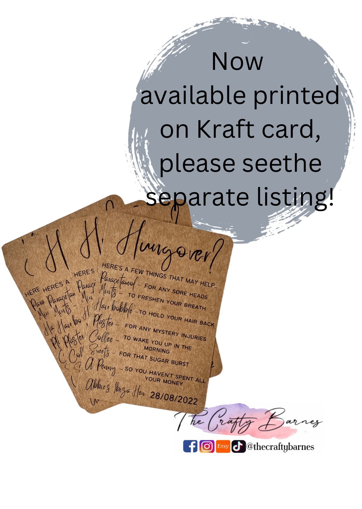 Hangover Recovery Kit Cards, Hungover Bag Cards, Printed Cards, Digital ...