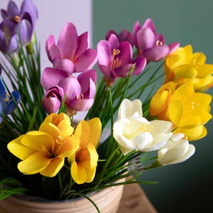 Crocus Mini Artificial Fabric Flowers Bouquet 30 Cm - Etsy