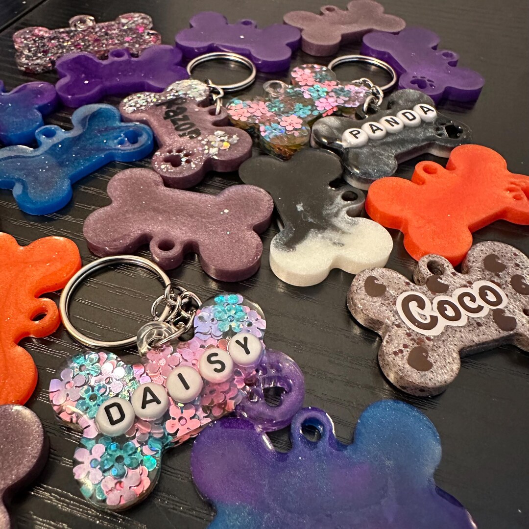 Create Your Own Resin Pet Tag, Personalized Dog/pet Tag, Glitter ID Tag ...
