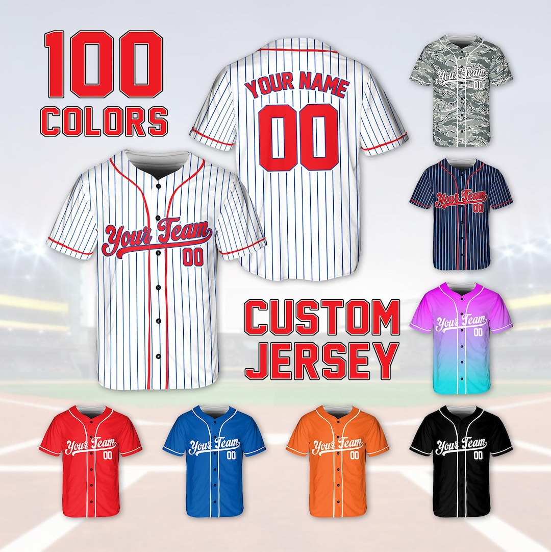 Custom Number Baseball Team Jersey, Personalized Team Name Baseball ...