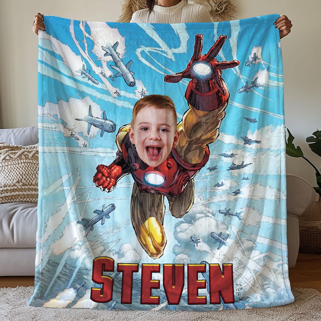Custom Iron Man Blanket With Face, Personalized Disney Baby Blanket ...