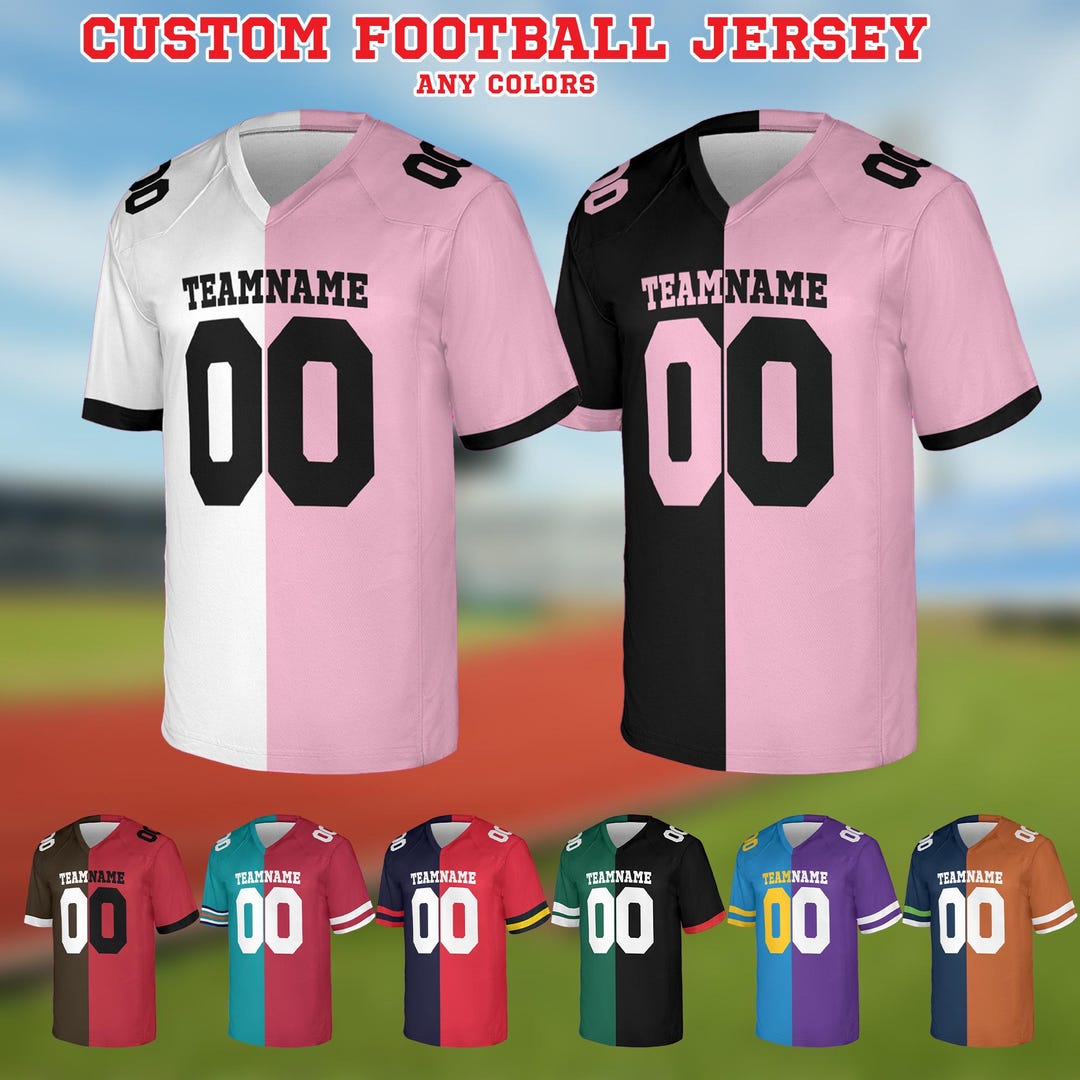 Custom Split Football Jersey, Custom Split Half Color Football Jersey ...