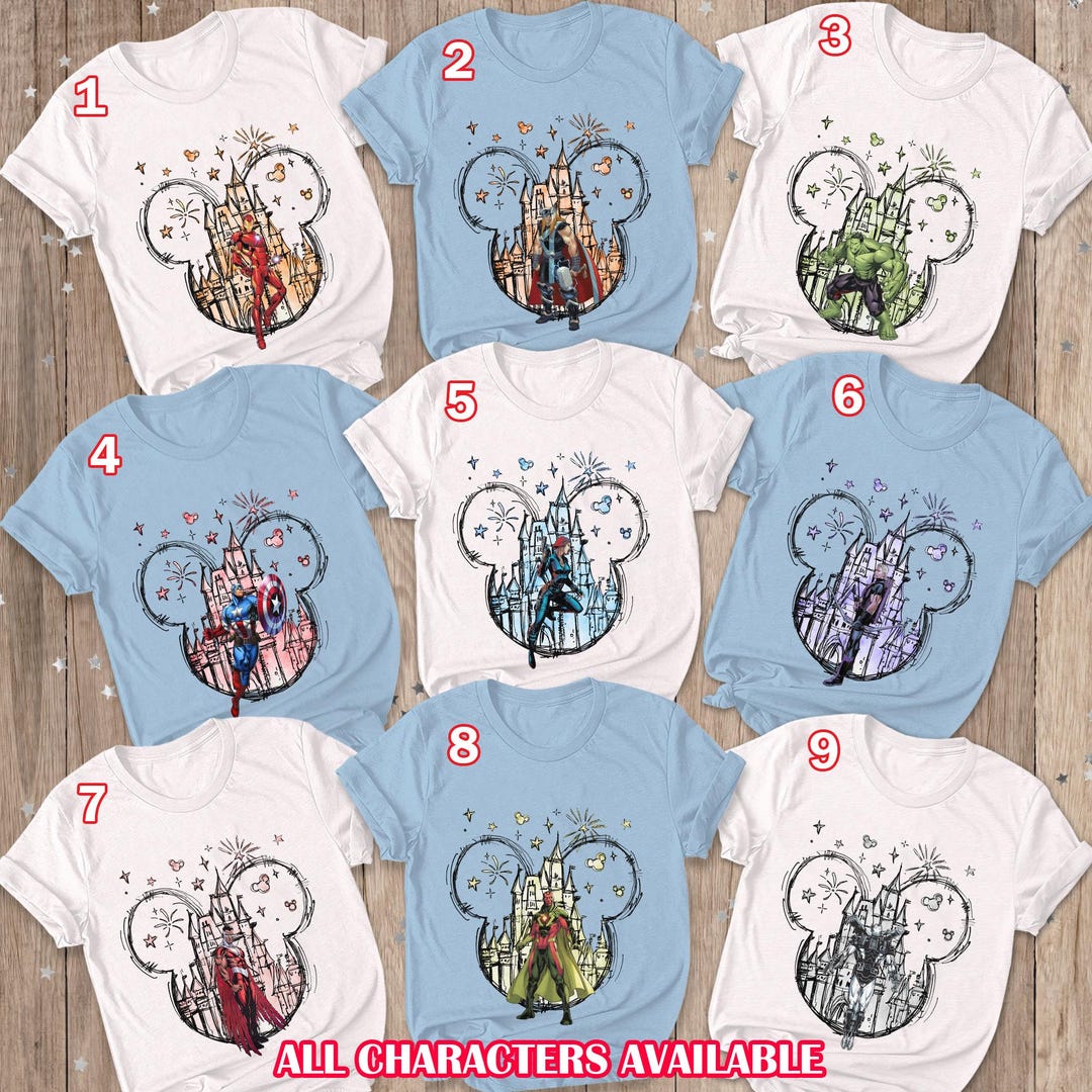 Avengers Magic Castle Shirt, Marvel Avengers Mickey Head Shirt, Disney ...