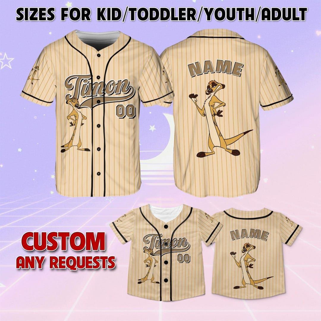 Lion King Timon Baseball Jersey, Disney Lion King Jersey, Timon ...