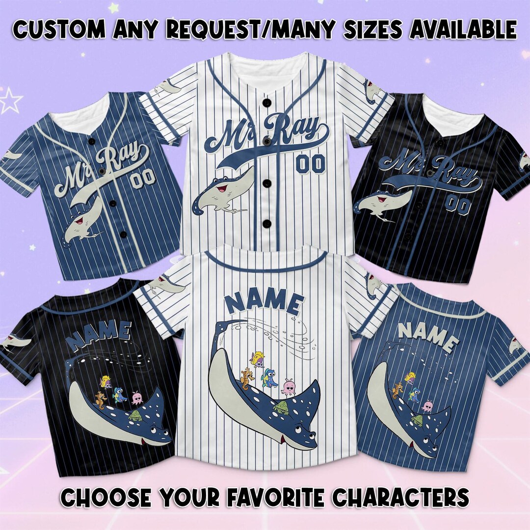 Finding Nemo Mr Ray Baseball Jersey, Disney Mr Ray Character Jersey ...