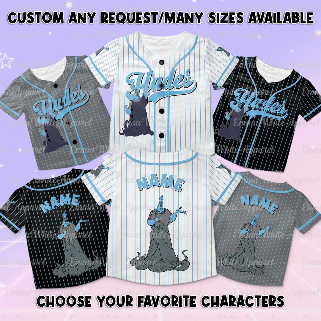 Disney Hercules Hades Baseball Jersey, Disney Hades Jersey Shirt ...