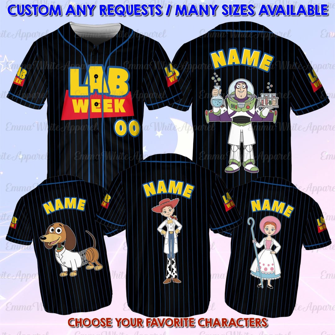 Lab Week 2026 Toy Story Baseball Jersey, Buzz Woody Jessie Bo Peep ...