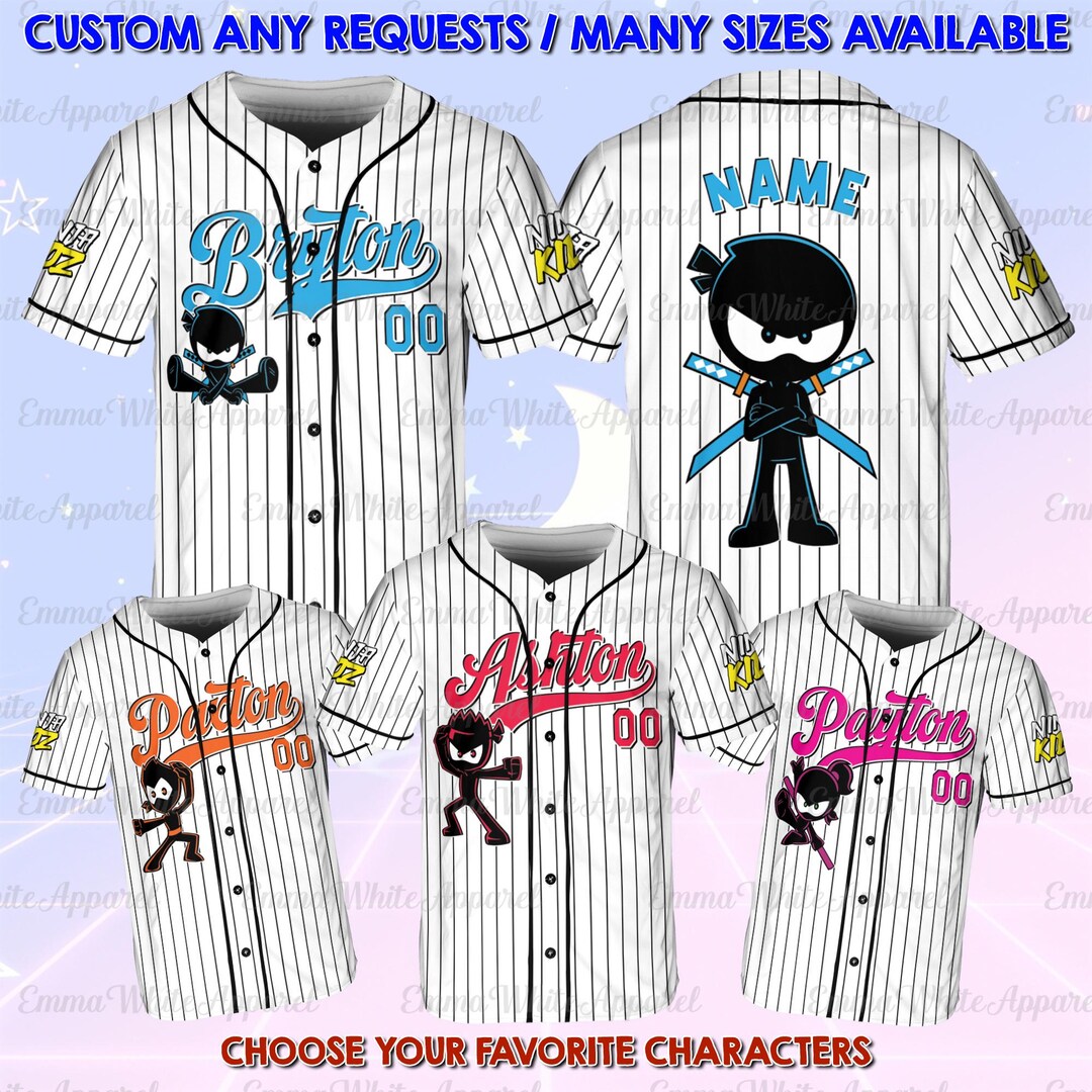 Ninja Kidz All Characters Baseball Jersey, Bryton Ashton Paxton Payton ...