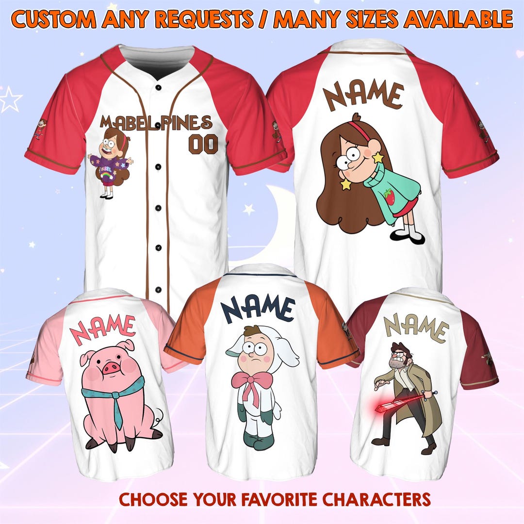 Personalized Name Gravity Falls Jersey, Disney Gravity Falls Characters ...