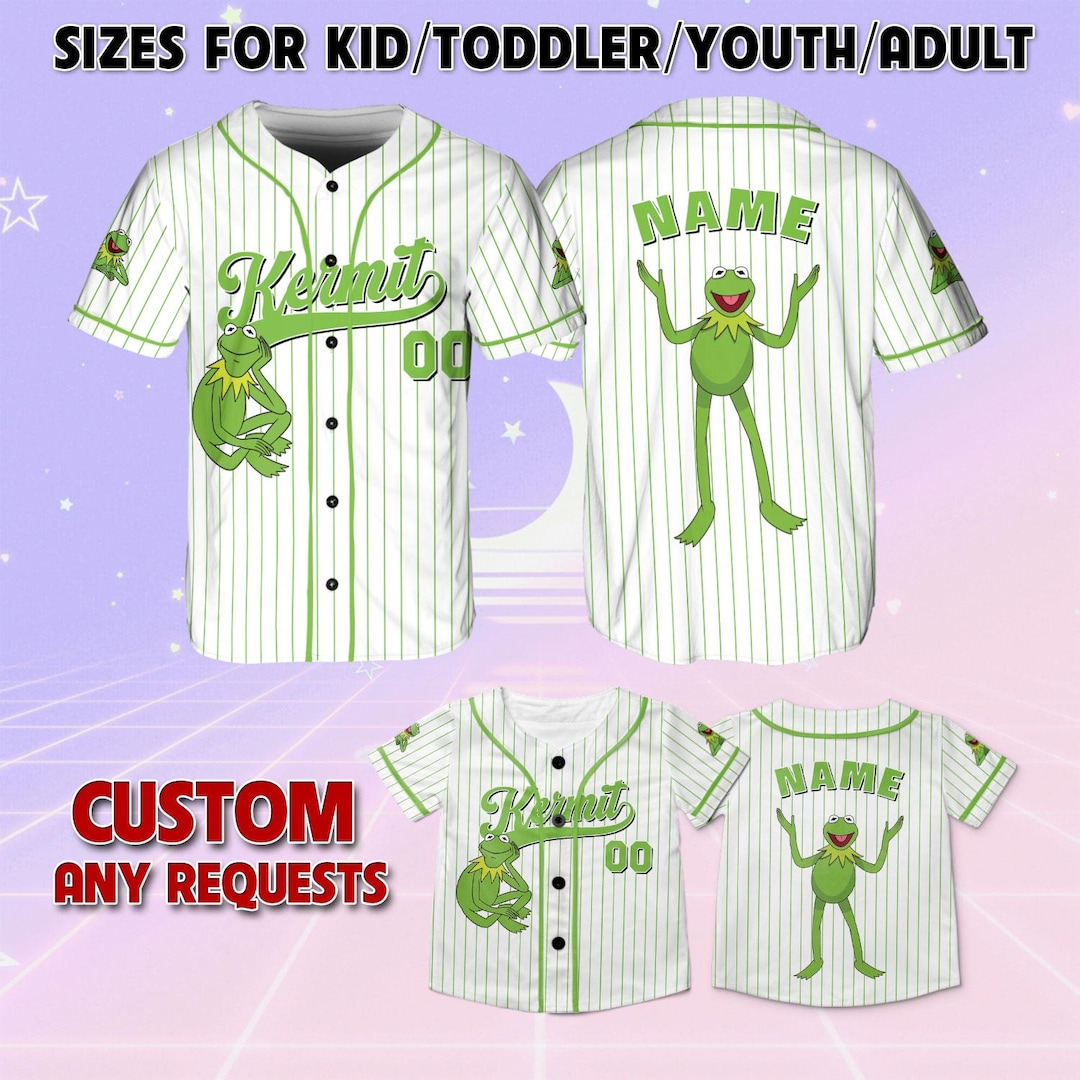 The Muppets Kermit the Frog Baseball Jersey, Disney Kermit the Frog ...