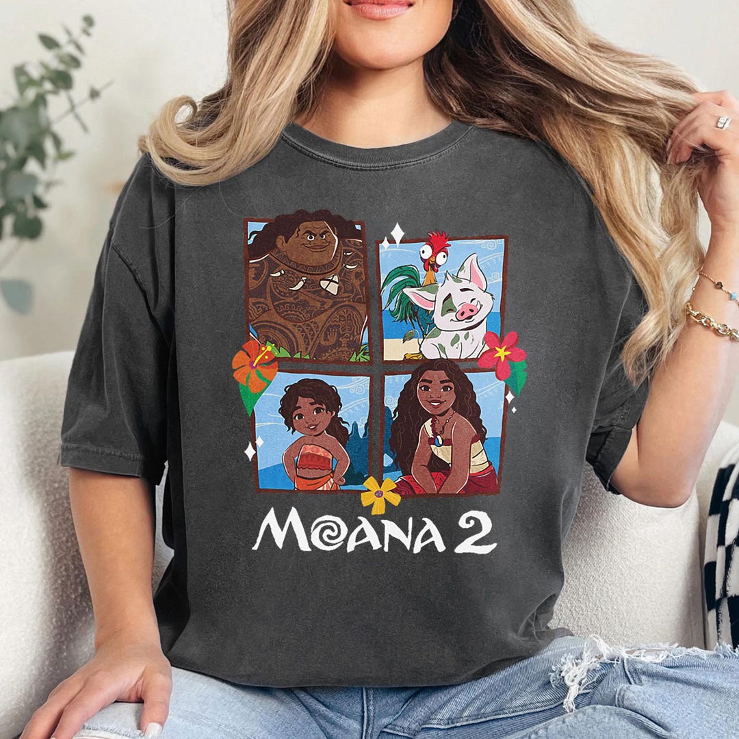 Moana 2 Simea Maui Pua Character Grid T-shirt, Moana 2 Characters Shirt ...