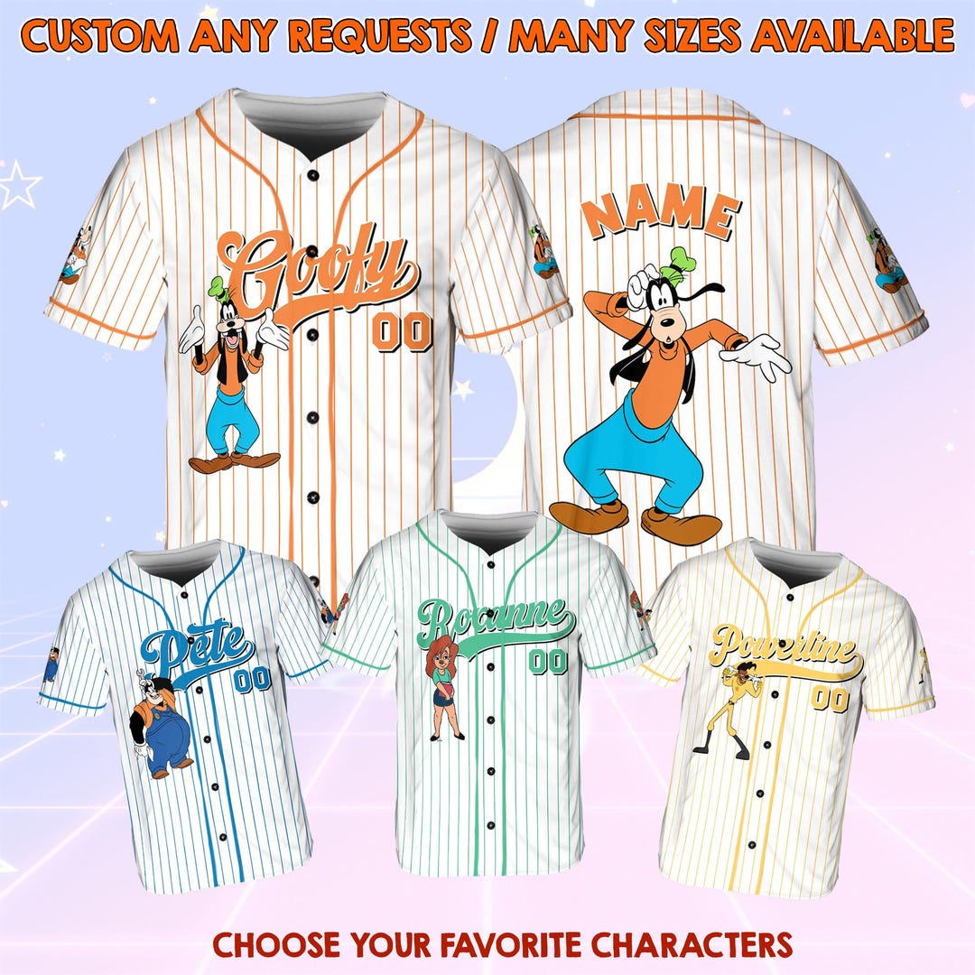 Disney A Goofy Movie Character Baseball Jersey, Custom A Goofy Movie ...