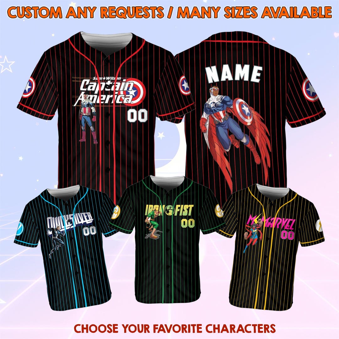 Marvel Superheroes Sports Jersey, Marvel Baseball Team Outfit, Marvel ...