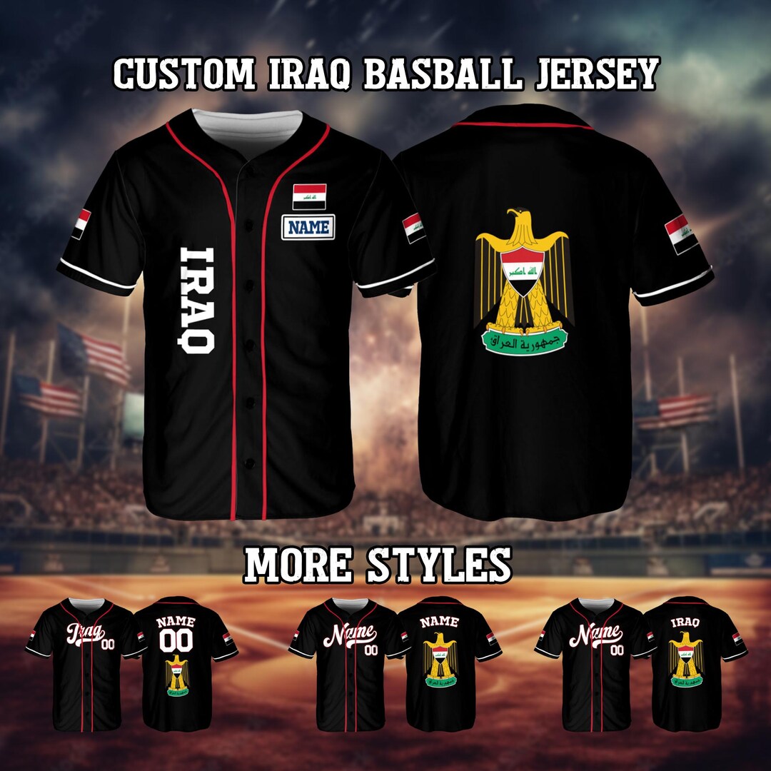 Personalized Name and Number Iraq Baseball Jersey, Personalized Iraq ...