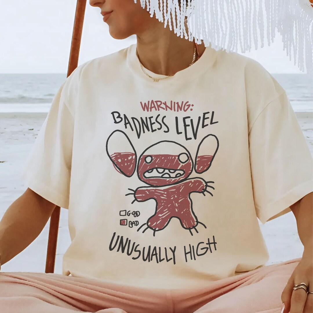 Disney Lilo and Stitch Warning Badness Level Unusually High T-shirt ...