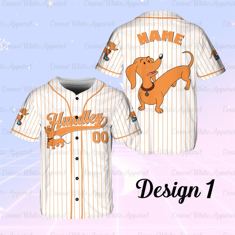 Curious George Hundley Dog Baseball Jersey, Cartoon Kids Show Hundley ...
