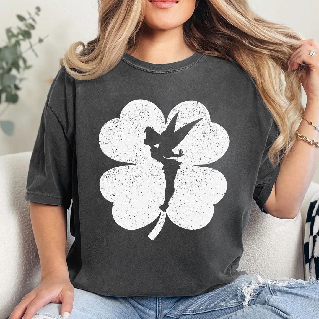 Disney Tinker Bell Shamrock Silhouette St. Patrick's Day Shirt, Peter ...