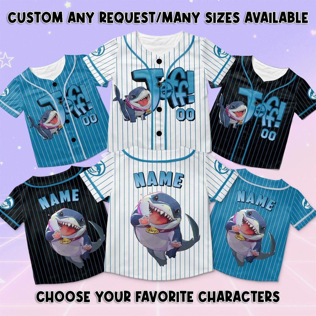 Marvel Rivals Jeff Baseball Jersey, Marvel Game Characters Jersey, Jeff the Land Shark Marvel ...