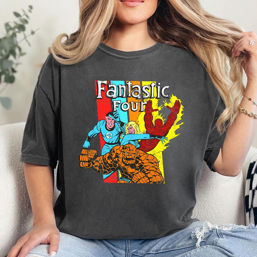 Marvel Fantastic Four Classic Comic Vintage Distressed Logo Shirt ...