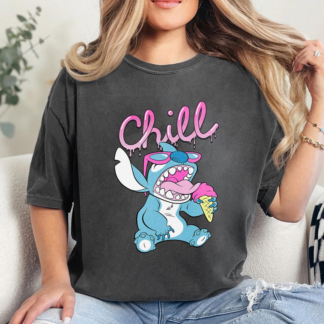 Disney Lilo and Stitch Neon Ice Cream Chill Drip T-shirt, Stitch ...