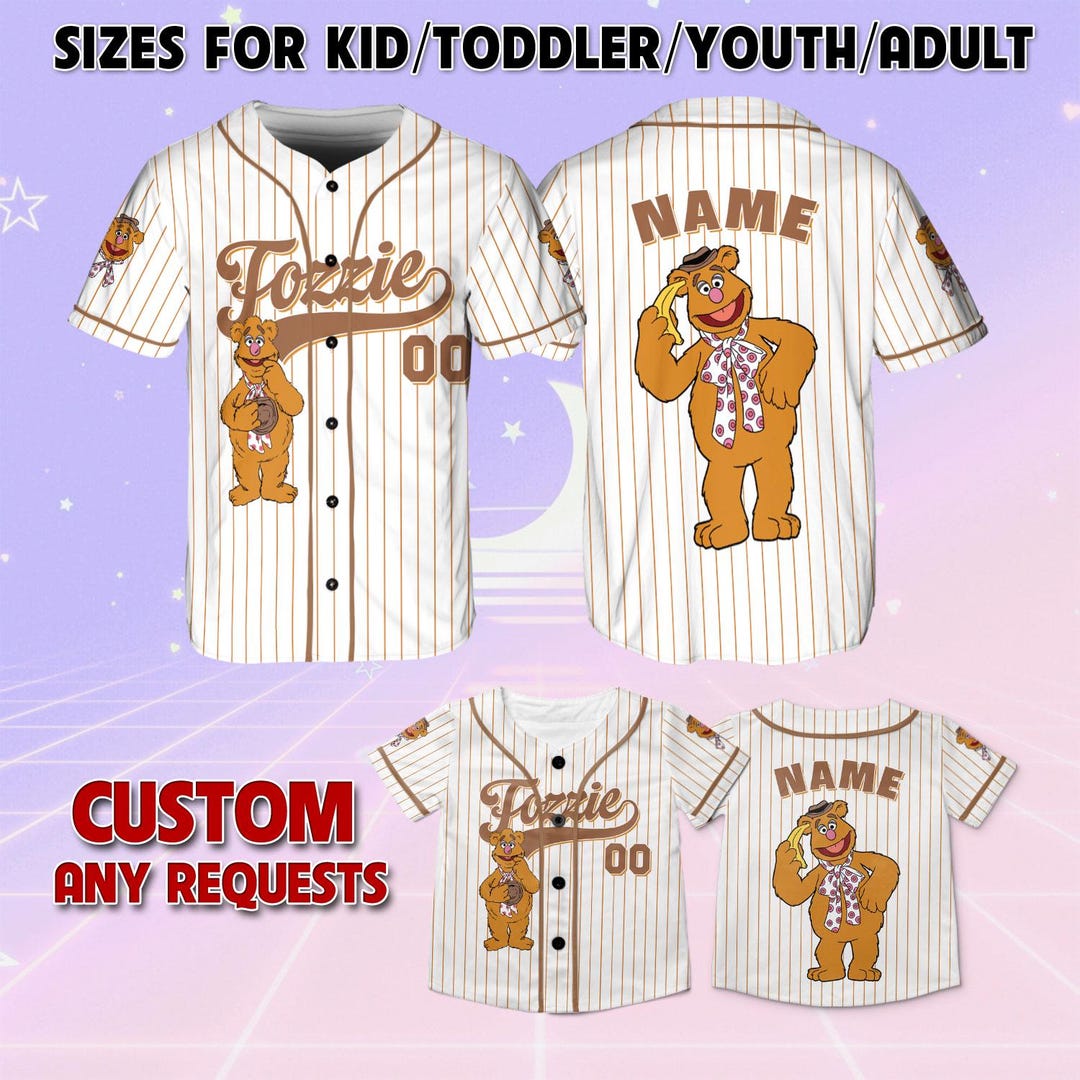 The Muppets Fozzie Baseball Jersey, Disney Fozzie Characters Jersey ...