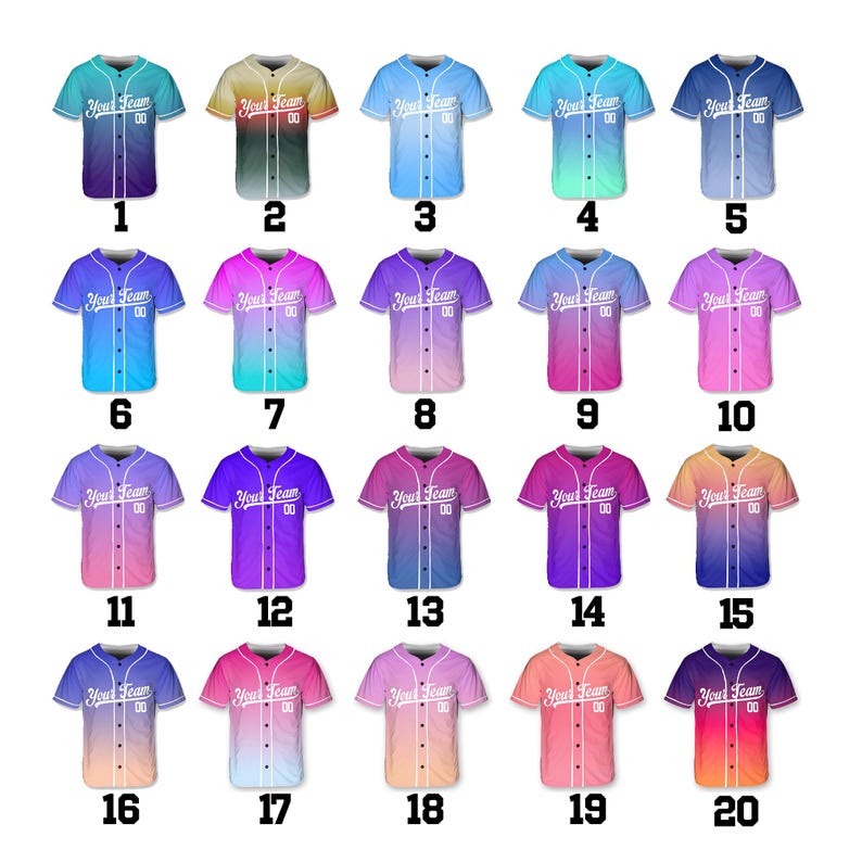 Custom Name & Number Gradient Color Jersey, Baseball Lovers Uniform ...