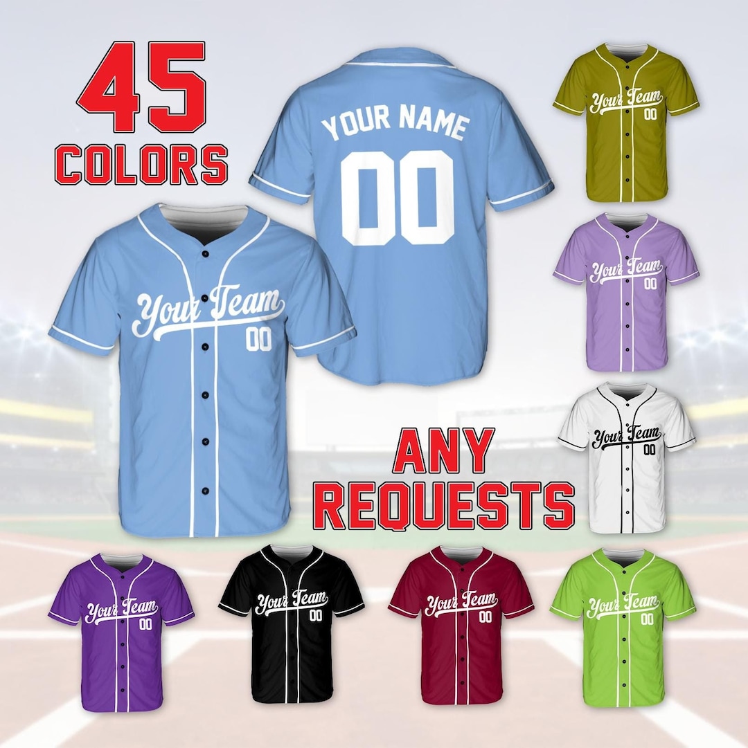 Custom Team Solid Color Baseball Jersey, Custom Team Name and Number ...