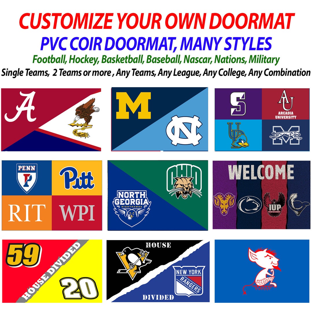 Custom House Divided Doormat, House Divided Football Doormat, House ...