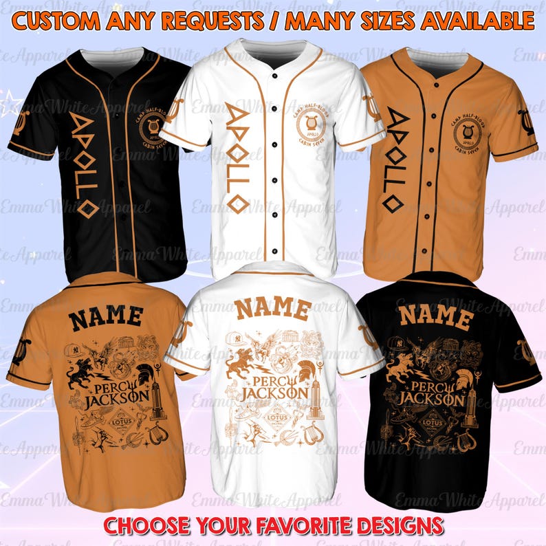 Percy Jackson & the Olympians Apollo God Baseball Jersey, Percy Jackson ...