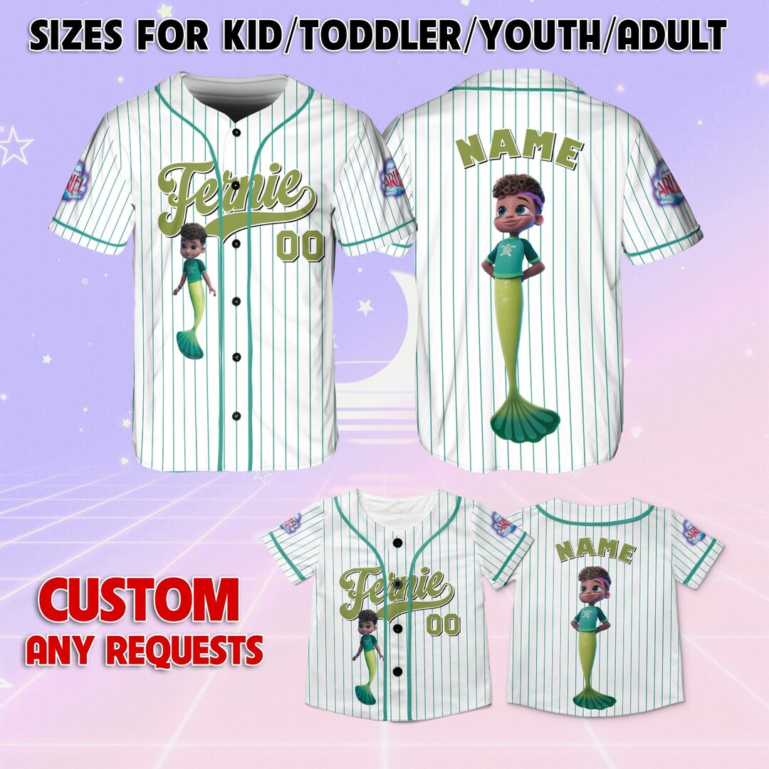 Ariel Mermaid Tales Fernie Baseball Jersey, Disney Fernie Kids Jersey ...