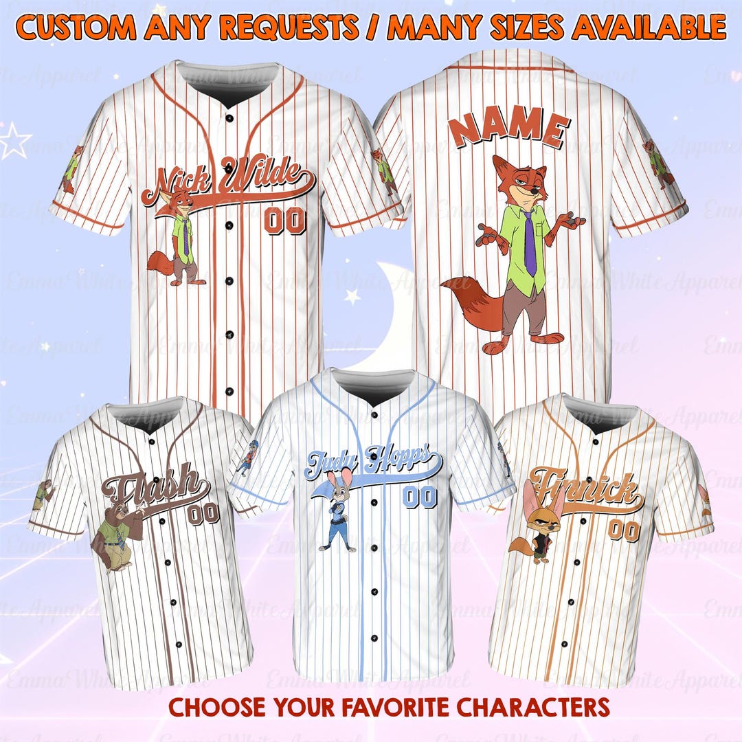 Disney Zootopia All Characters Jersey, Disney Zootopia Movie Baseball ...
