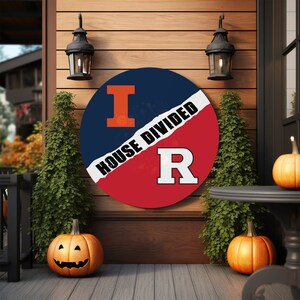 Custom House Divided Sign, House Divided Football Round Sign, House ...