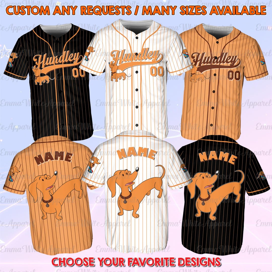 Curious George Hundley Dog Baseball Jersey, Cartoon Kids Show Hundley ...