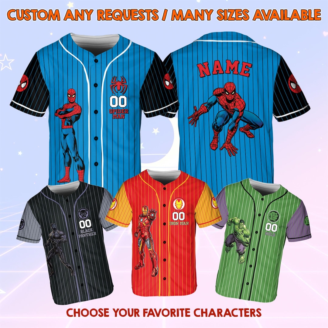 Marvel Avengers Baseball Jersey, Superhero Kids Birthday Shirt ...