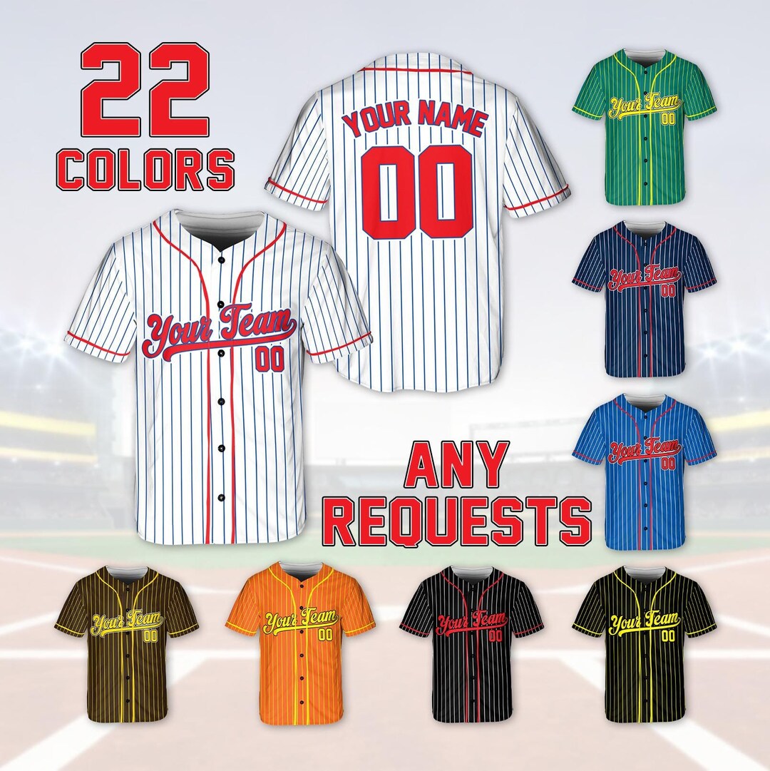 Custom Name Pinstriped Baseball Jersey, Custom Number Baseball Team ...