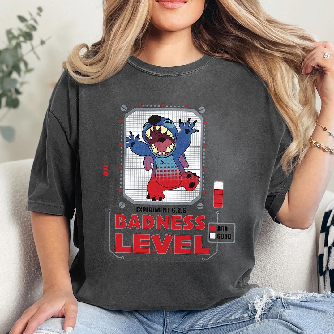 Disney Lilo and Stitch Badness Level Detector Stitch Scan T-shirt ...